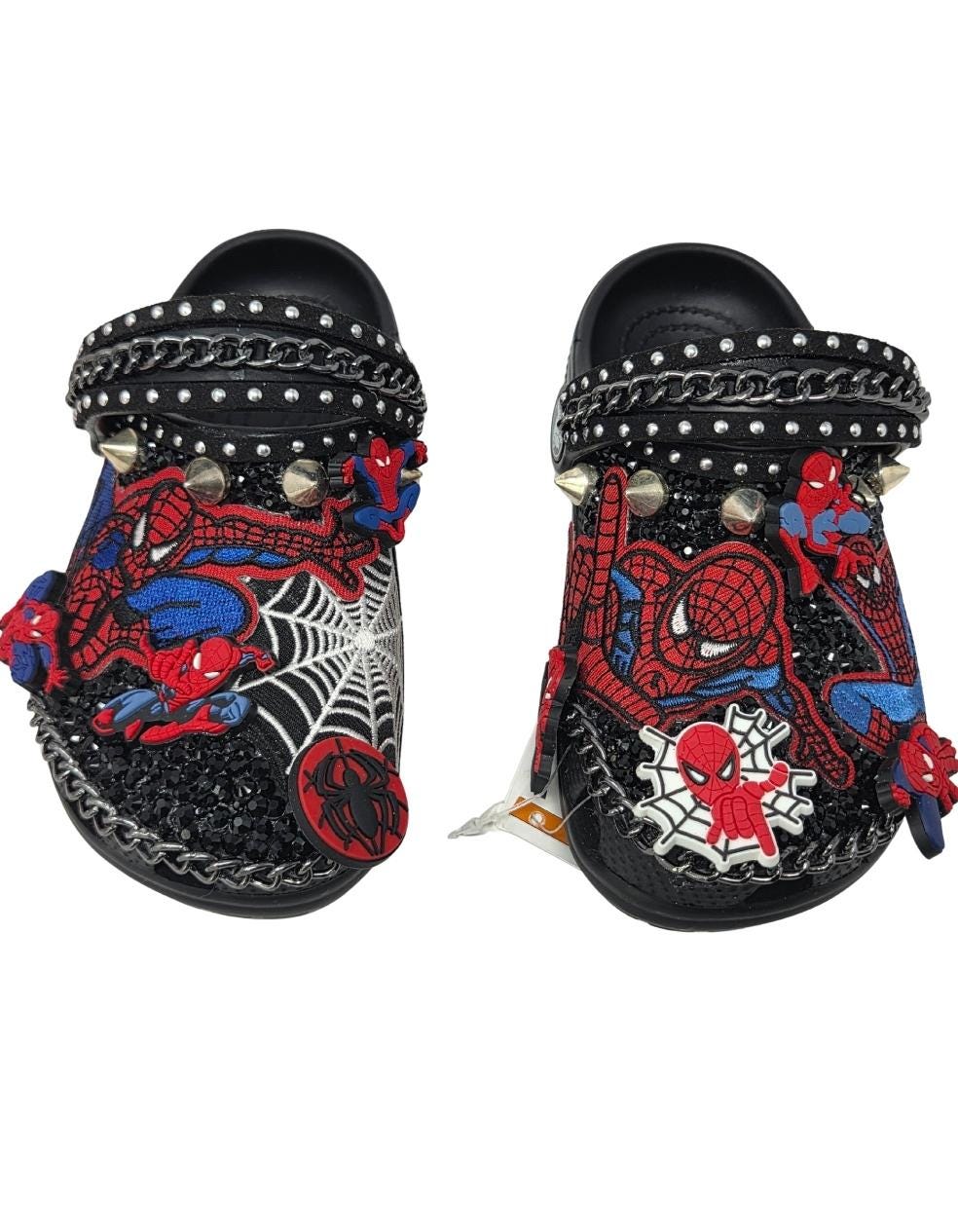 Custom Spiderman Inspired Crocs – Toddler Size 10C | Black & Red | Slip ...