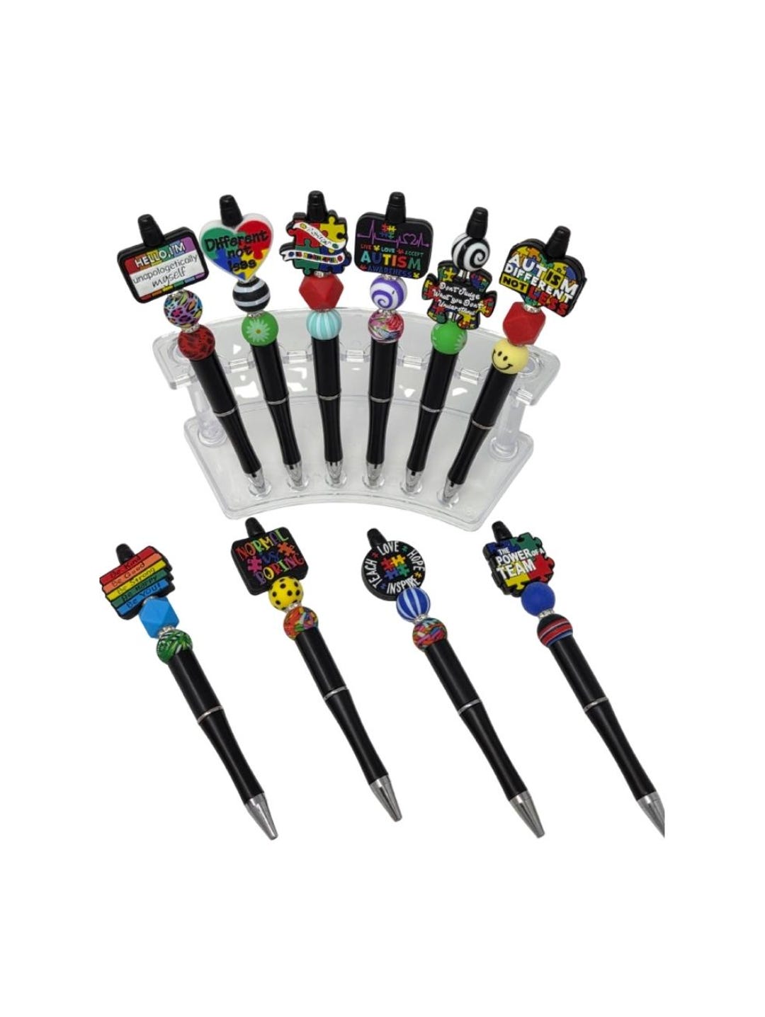 Beaded Silicone Pen |autism Awareness Pen |gift Pen Focal Beads ...