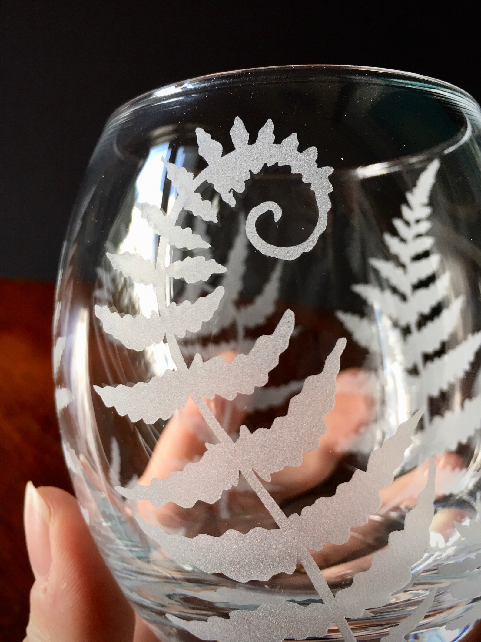 Ferns etched glass fern glass tumbler woodland etched | Etsy