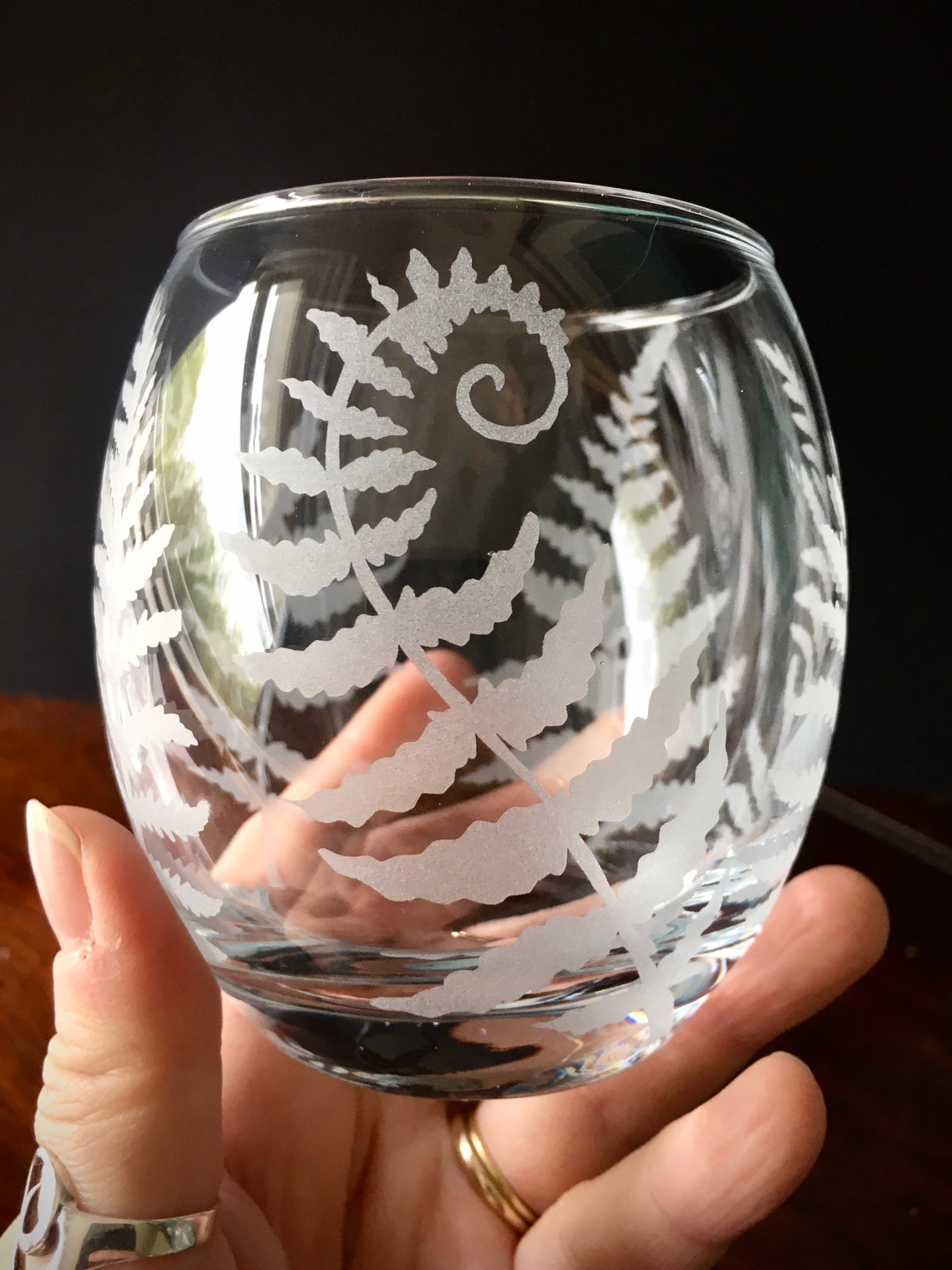 Ferns Etched Glass Fern Glass Tumbler Woodland Etched - Etsy