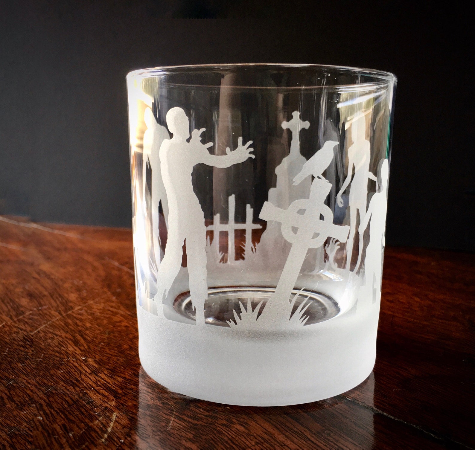 Zombie Etched Halloween Whisky Glass Zombie Glass Tumbler - Etsy