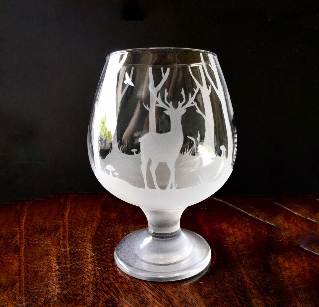 Stag Etched Brandy Glass, Brandy Gift, Snifter Glass, Father’s Day ...