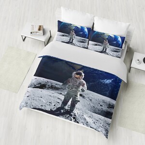 Astronaut Bedding Set, Moon Mission Duvet Cover Set, Planets Bedding ...