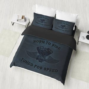 Motorcycle Bedding Set, American Chopper Duvet Cover Set, Born to Ride ...