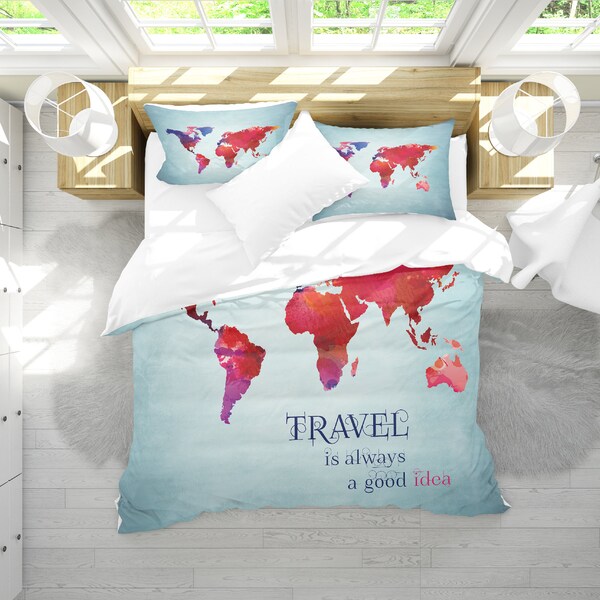 Travel Map Comforter - Etsy
