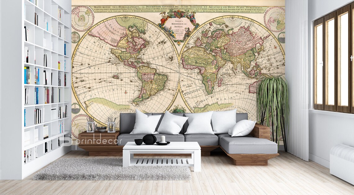 Old Map of the World MURAL Vintage World Map WALL MURAL Map - Etsy