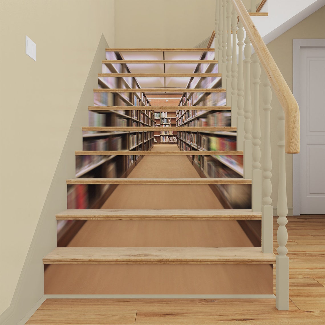 3D Library STAIR RISER DECALS Stair Riser Vinyl Strips | Etsy