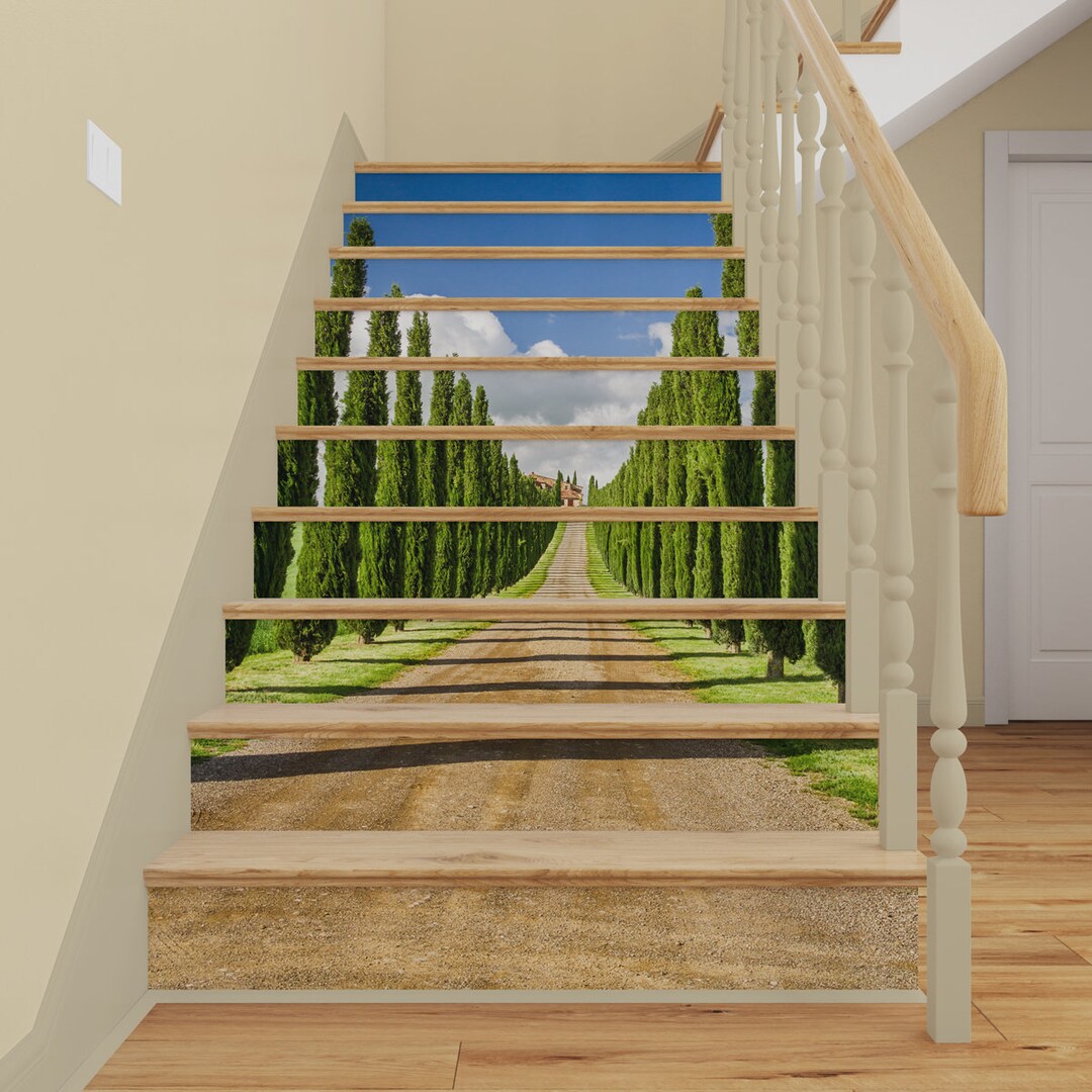 Tuscany Landscape STAIRS MURAL, Peel & Stick Stair Risers Decal, 3D ...