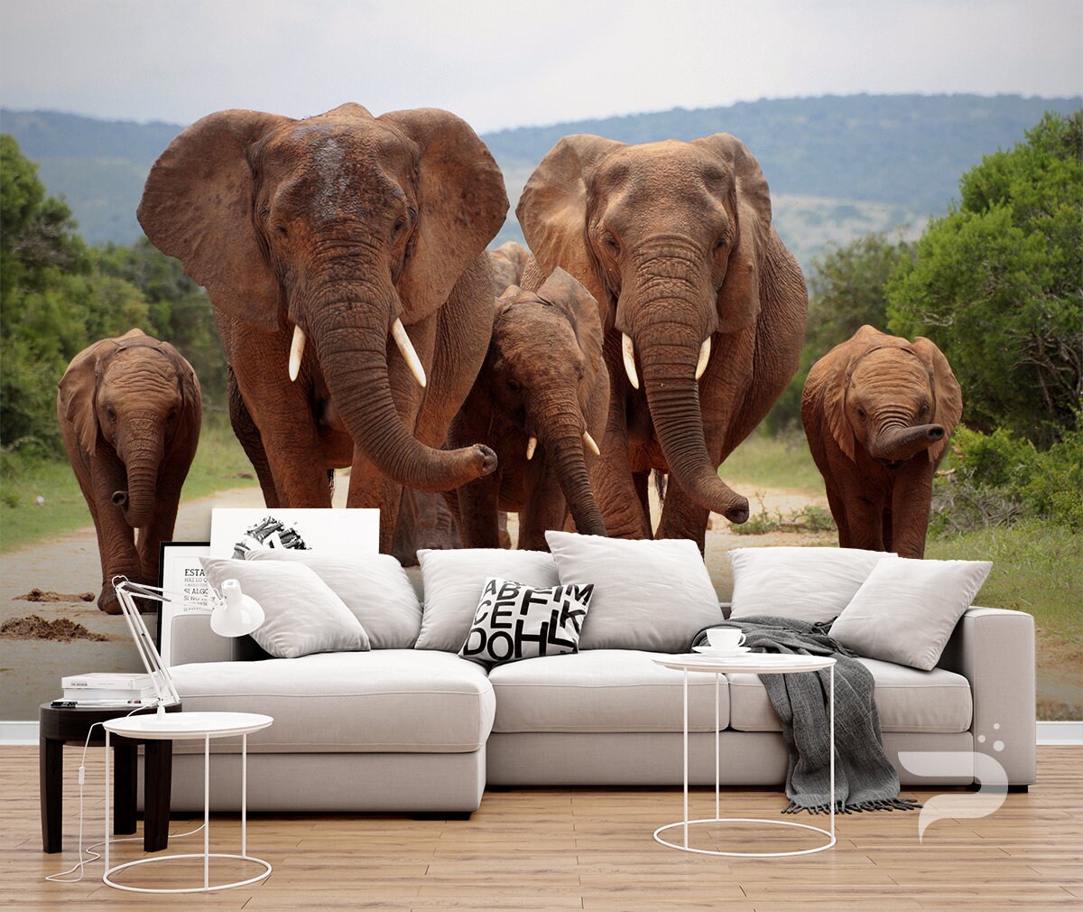 Elephants Family WALL MURAL Africa Wall Covering Elephants - Etsy