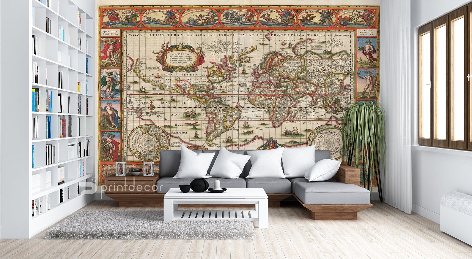 Colorful Map of the World MURAL Vintage World Map WALL MURAL - Etsy