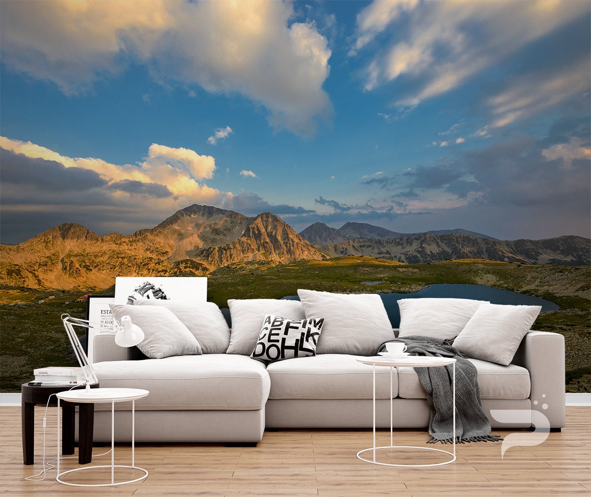 Mountain Lake Sunset WALL MURAL Mountain Wallpaper Mural | Etsy