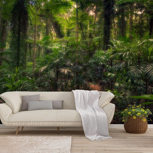 Woodland Misty Forest Landscape Wall Mural / Peel and Stick - Etsy