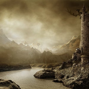 The Dark Castle WALL MURAL, Dragon Wall Covering, Abstract Wall Art ...