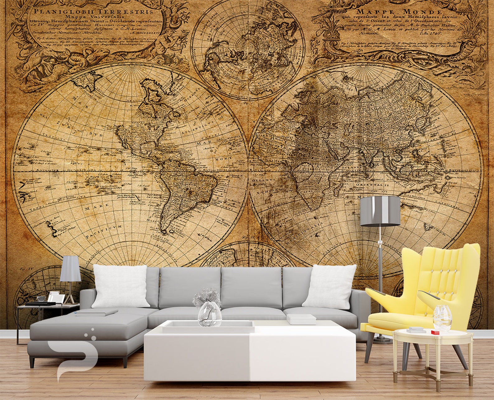 Vintage Map of the World WALL MURAL Old Map Wallpaper - Etsy