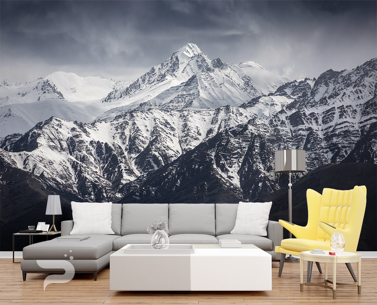 Mountain WALL MURAL Winter Landscape Wallpaper Large Wall - Etsy