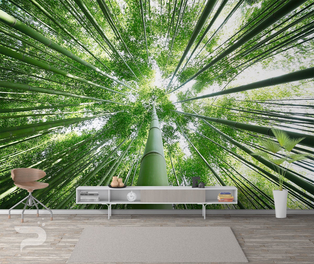Bamboo Treetop WALL MURAL Forest View Wall Covering Green - Etsy