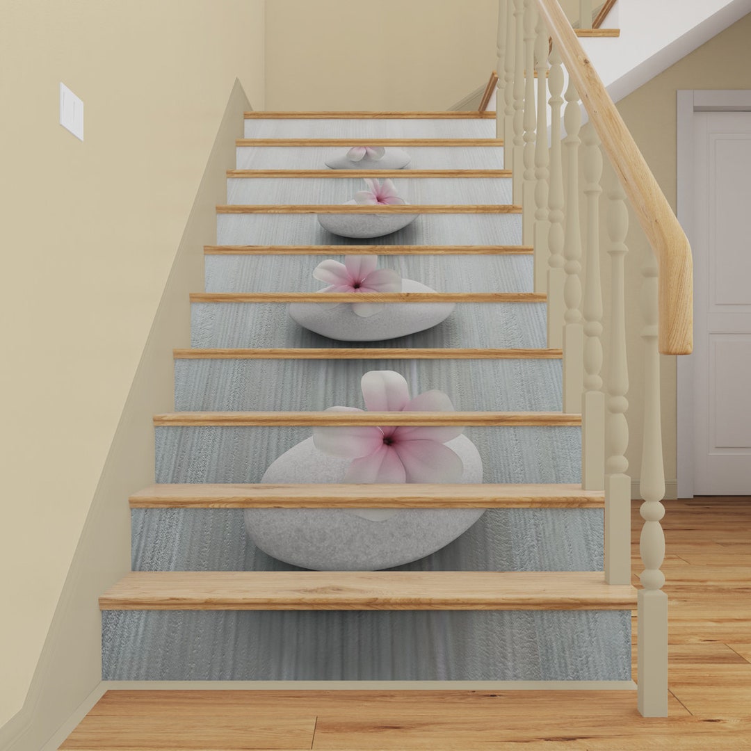 Feng Shui STAIRS MURAL, Peel & Stick Stair Risers Decal, 3D Zen ...