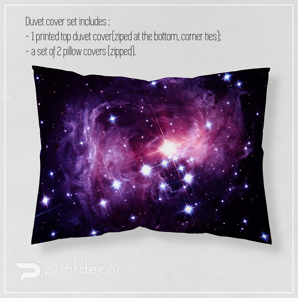 Purple Nebula Bedding Set Galaxy Duvet Cover Set Deep Space - Etsy