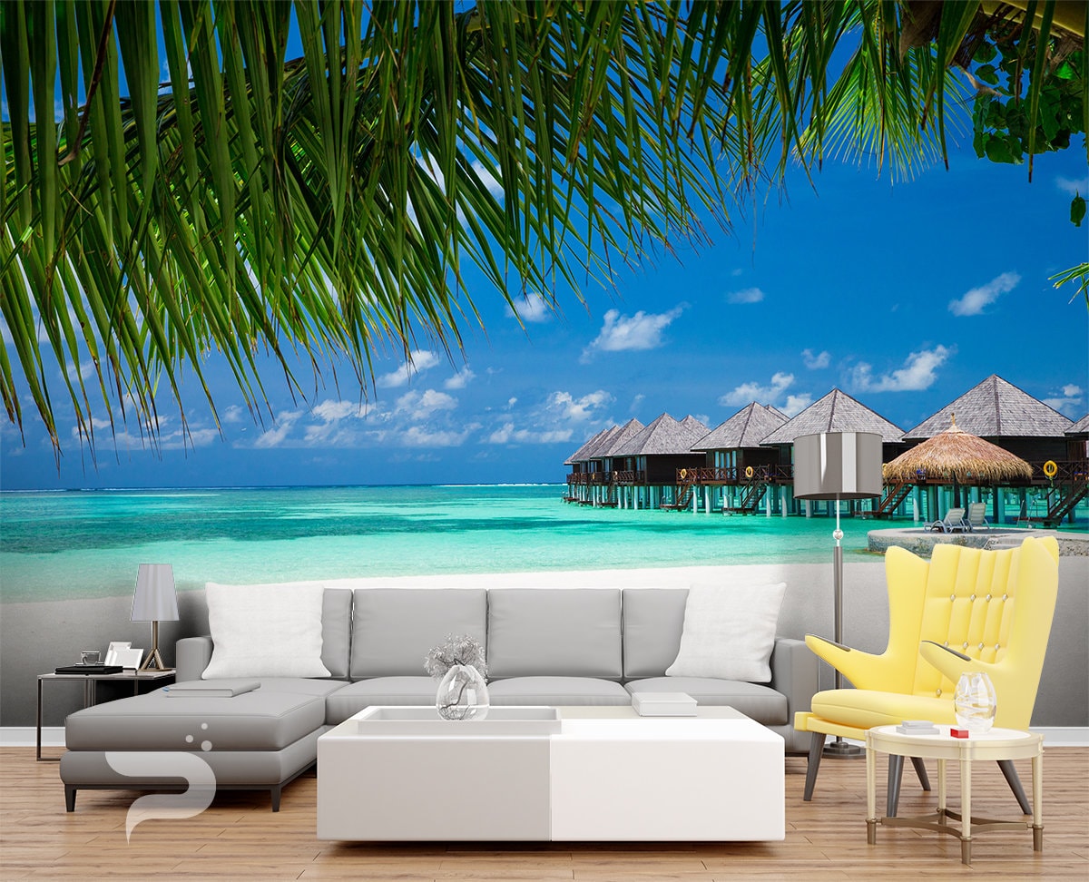 Ocean Beach WALL MURAL Tropical Paradise Wallpaper Large - Etsy