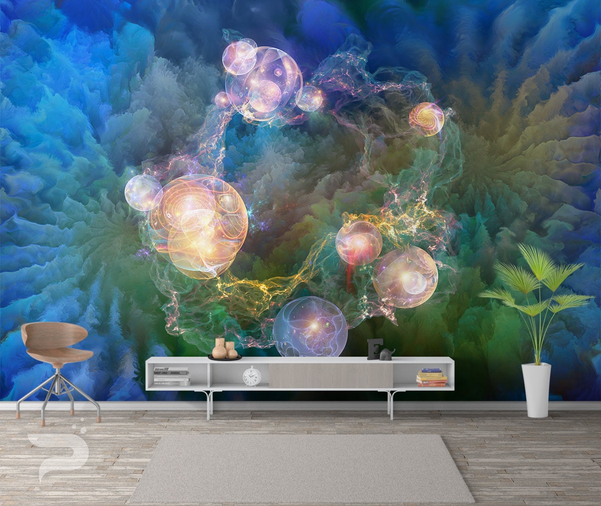 Space Psychedelic WALL MURAL Colorful Wallpaper Psychedelic - Etsy