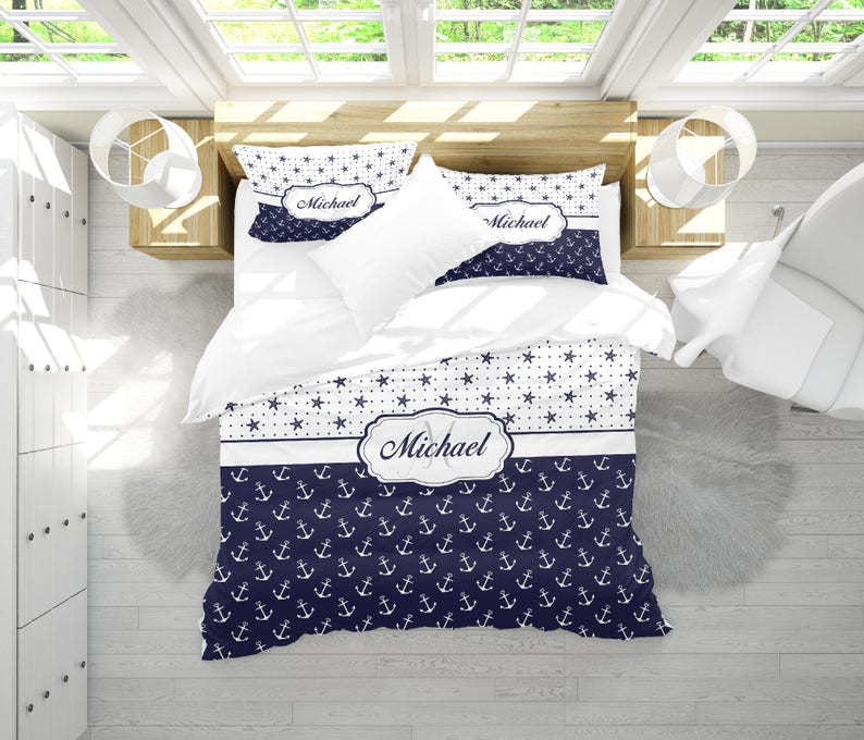 Personalized Bedding Set Monogram Duvet Cover Set Monogram - Etsy