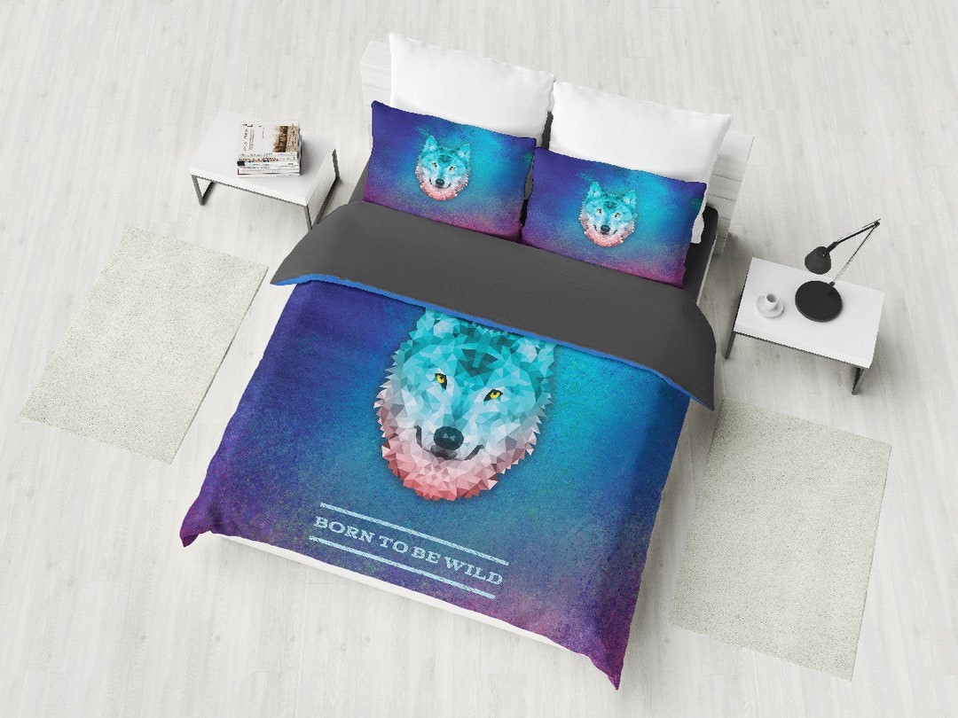 Wolf Bedding Set, Born to Be Wild Duvet Cover Set, Animal Bedding ...