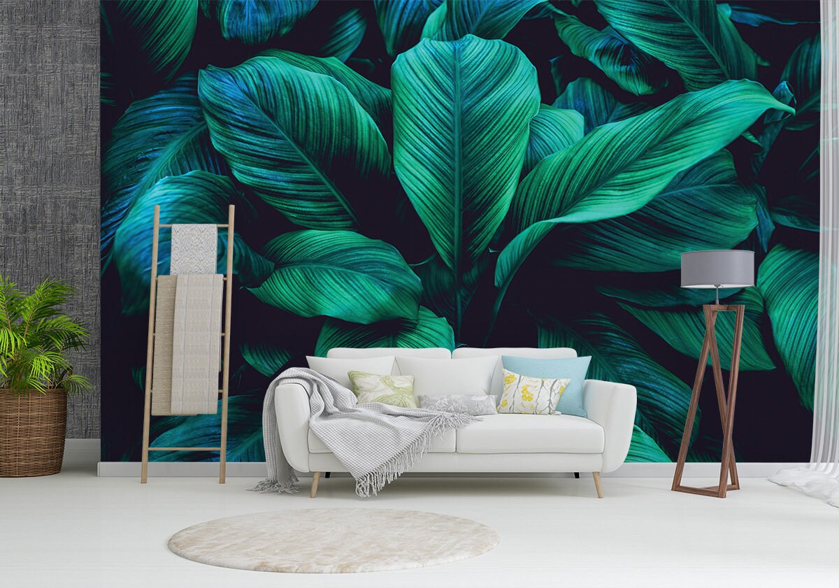 Jungle Plant WALLPAPER MURAL Tropical Flora Wall Mural Large | Etsy