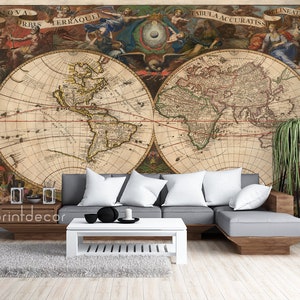 Beautiful Old World Map MURAL, Vintage Map of the World WALL MURAL, Old ...
