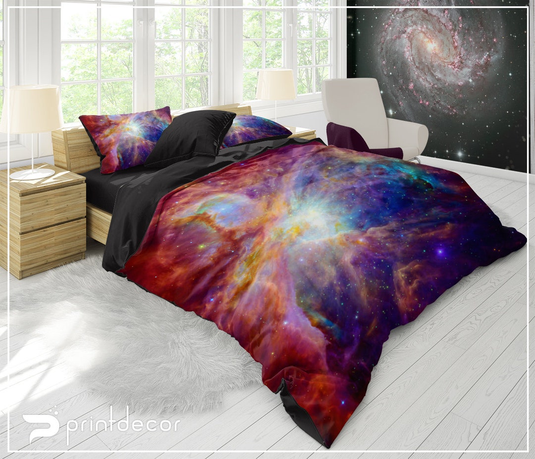 Galaxy Stars Bedding Set, Orion Nebula Duvet Cover Set, Space Bedding ...