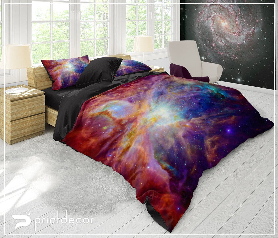 Galaxy Stars Bedding Set Orion Nebula Duvet Cover Set Space | Etsy