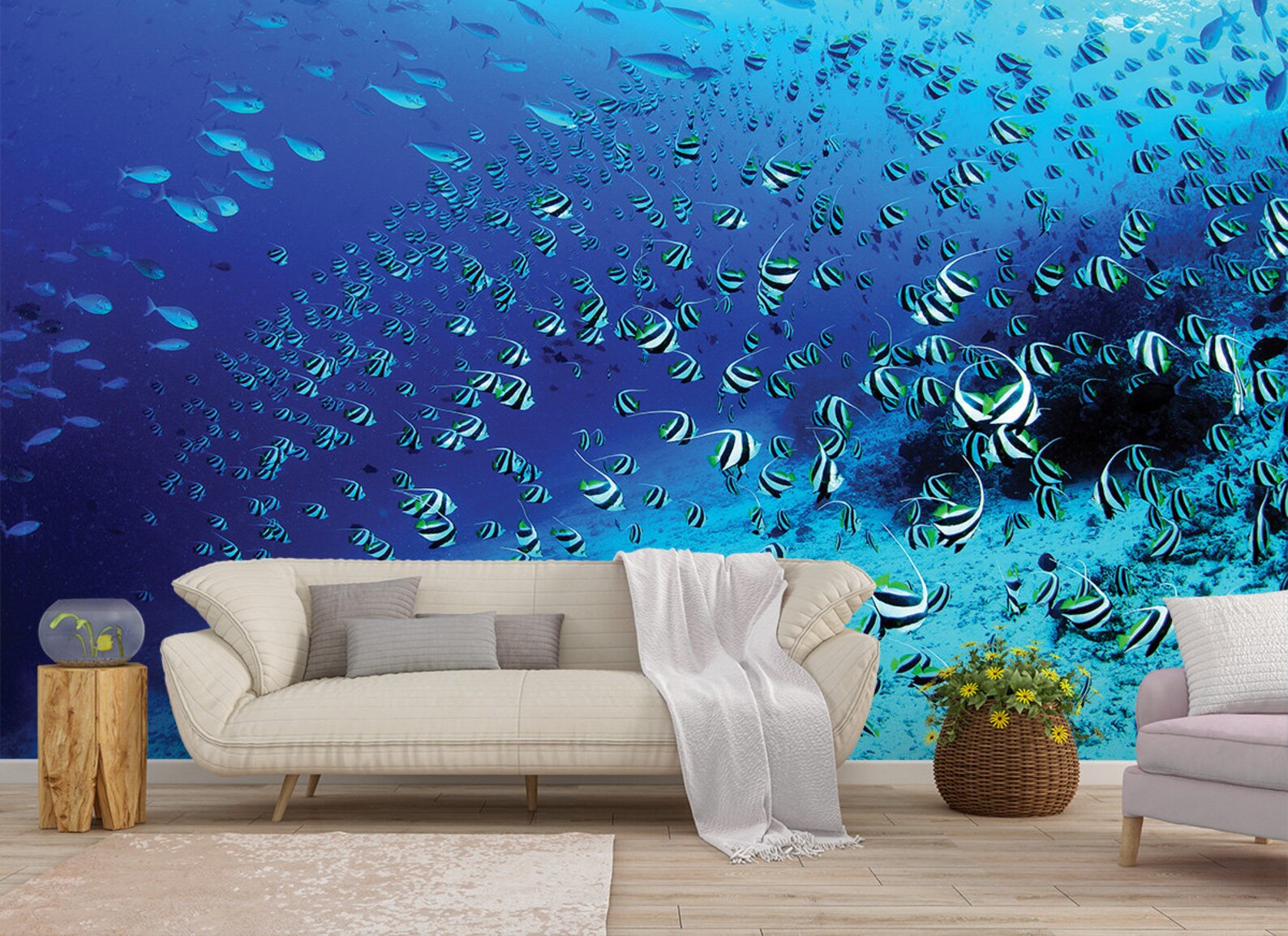 Underwater Fish WALLPAPER MURAL Coral Reef Wall Mural Large | Etsy