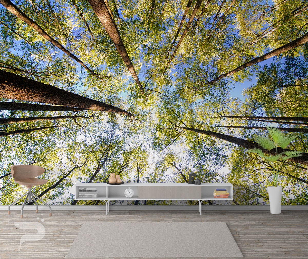 Forest Treetop WALL MURAL Forest Wall Covering Green Forest | Etsy