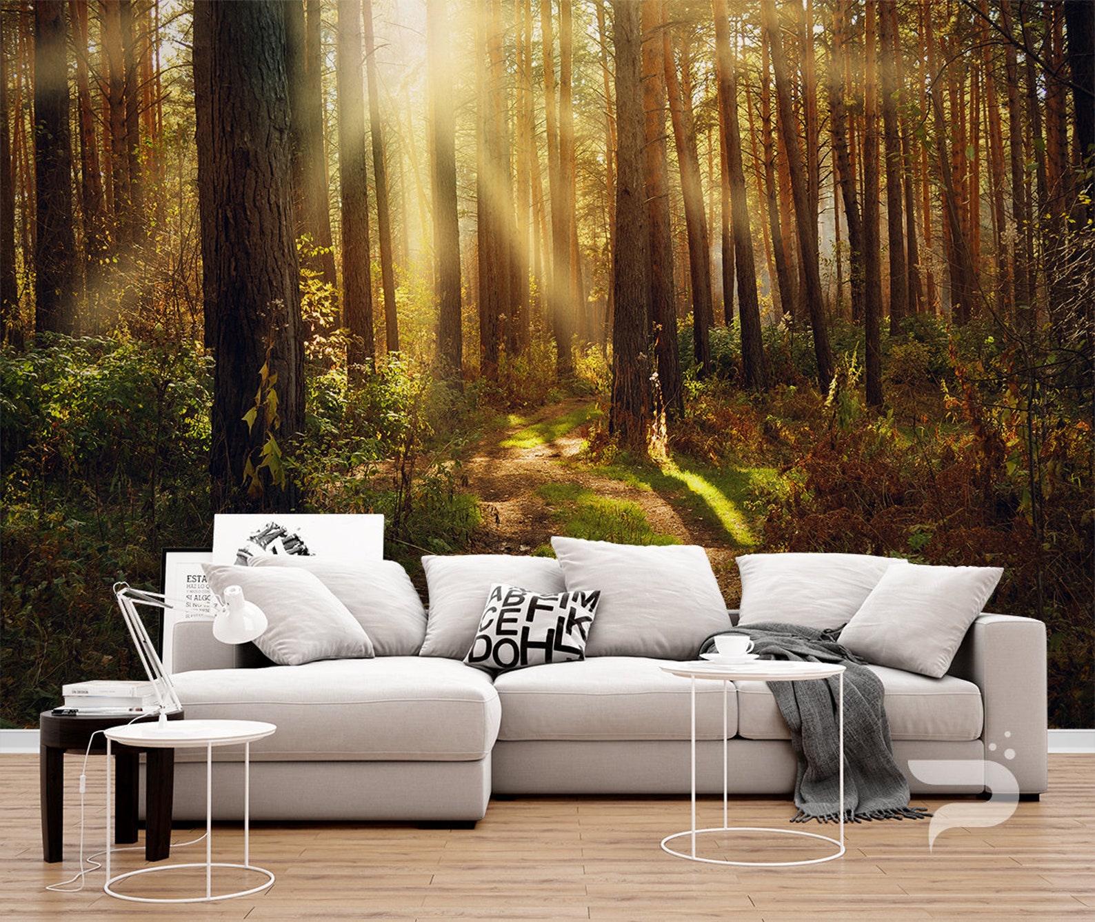 Autumn Forest MURAL Forest Wallpaper Large Wall Mural Self - Etsy