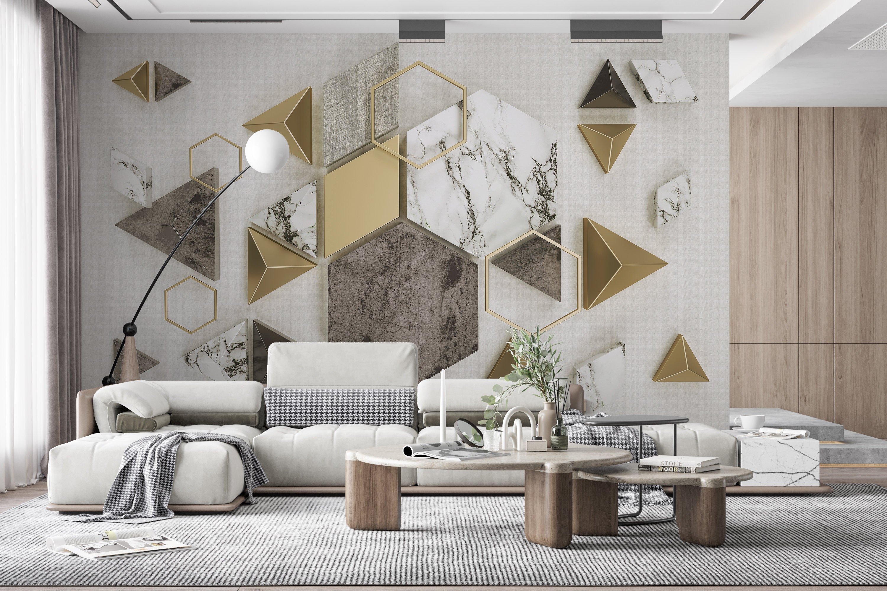 Abstract Gold and Marble WALLPAPER Modern Wall Covering 3D - Etsy