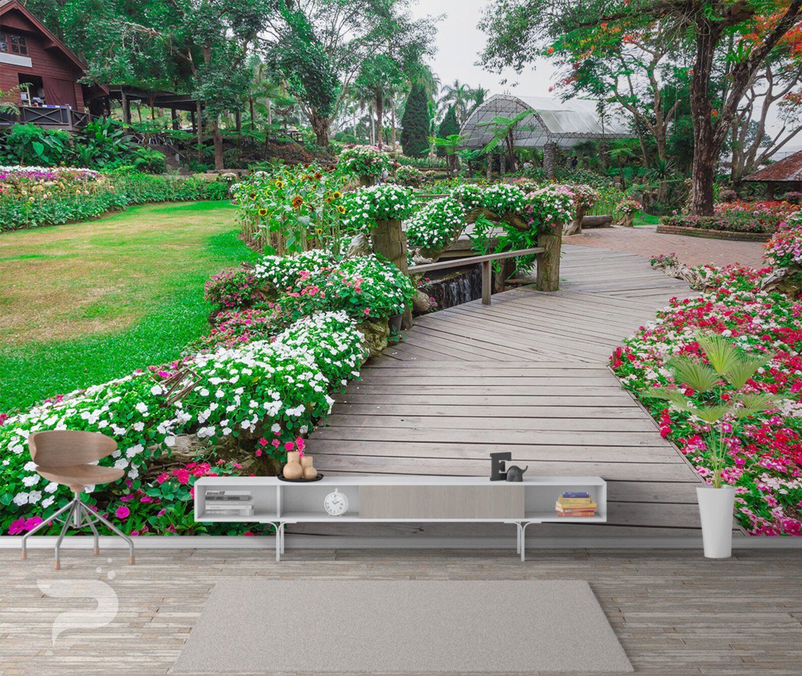 Floral Garden WALL MURAL Floral Wall Covering Flowers Wall | Etsy