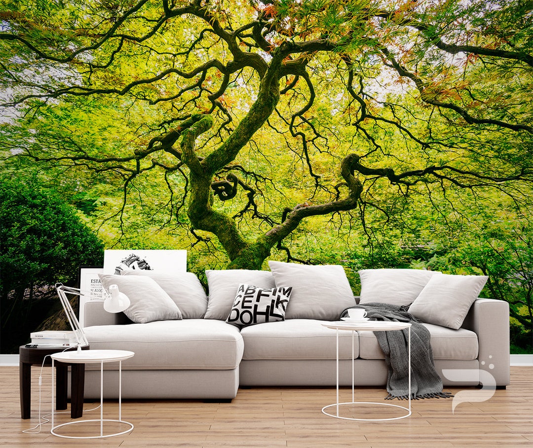 The Curvy Tree WALL MURAL, Autumn Tree Wallpaper, Large Wall Mural ...