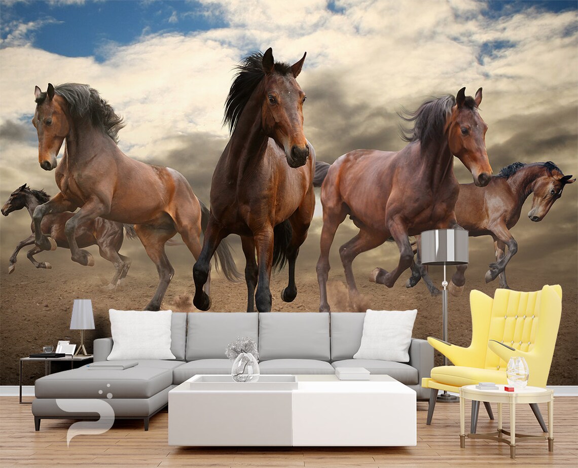 Wild Horses WALL MURAL Bronco Wall Covering Running Mustangs - Etsy