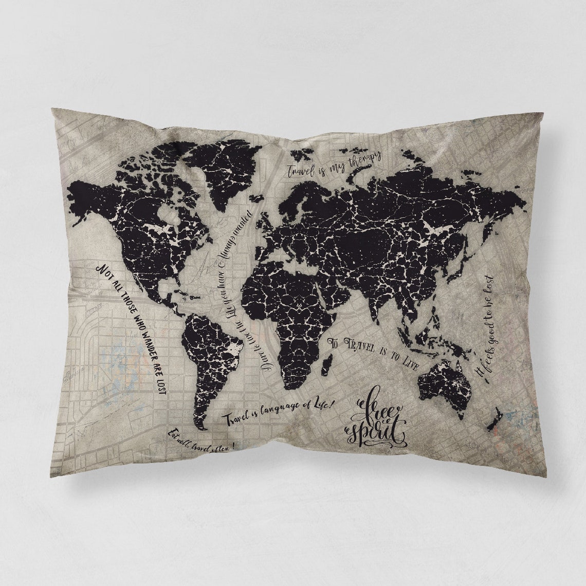 World Map Bedding Free Spirit Map Duvet Cover Set - Etsy