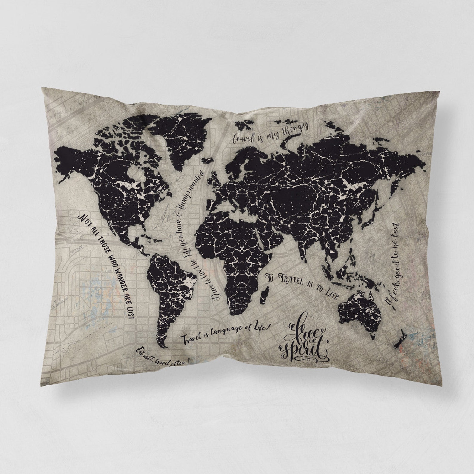World Map Bedding Free Spirit Map Duvet Cover Set - Etsy
