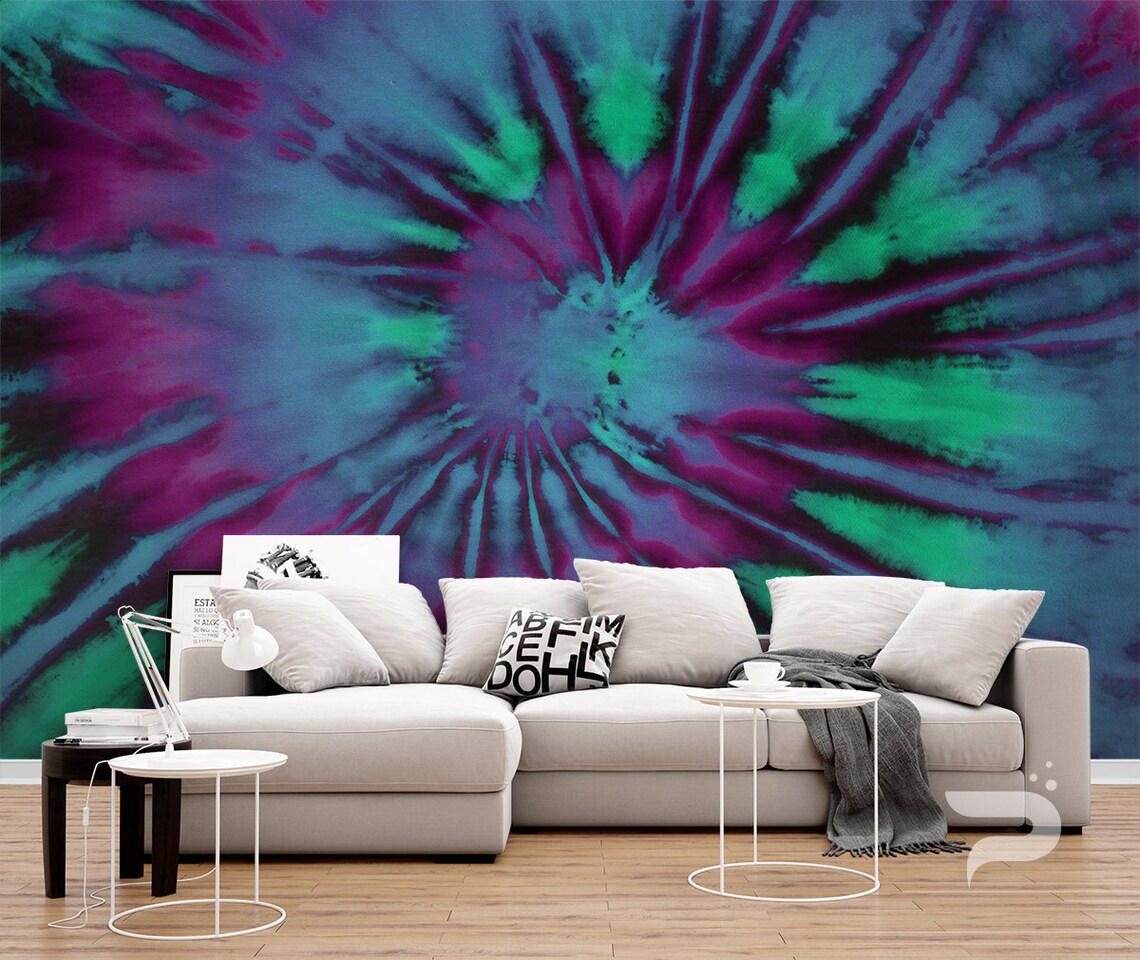 Psychedelic WALL MURAL Spiral Wallpaper Colorful Wall Art - Etsy