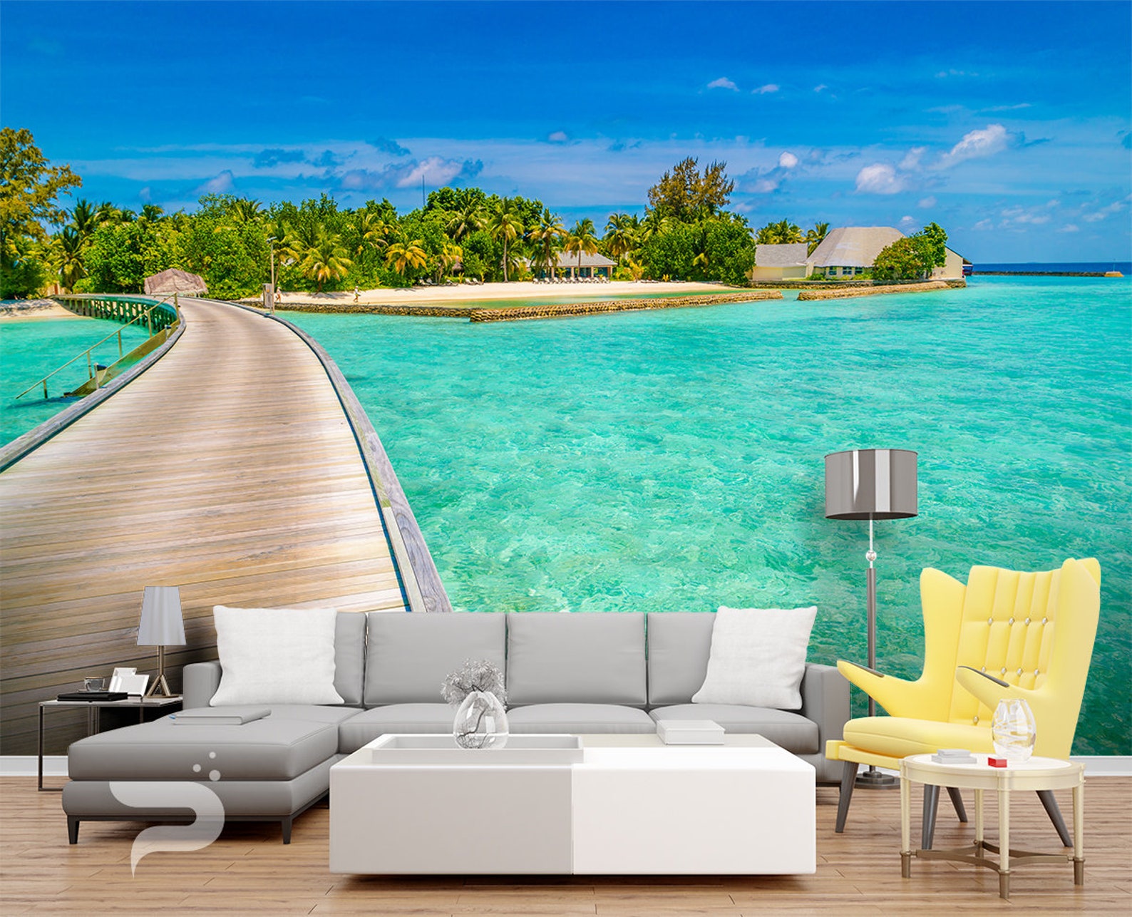 Tropical Island WALL MURAL Carribean Wallpaper Travel Wall - Etsy