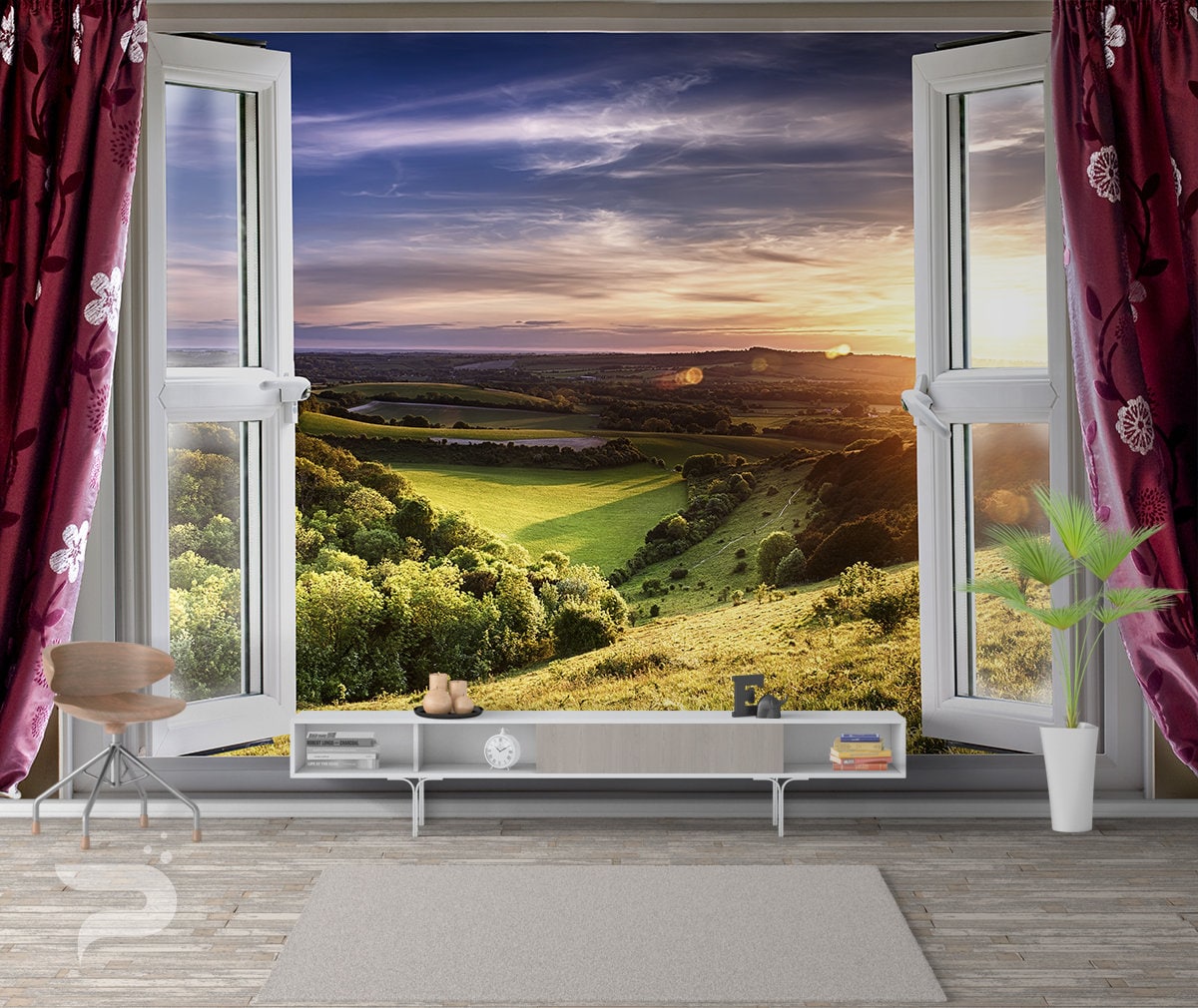 Window Landscape WALL MURAL Beautiful Wall Covering 3D - Etsy
