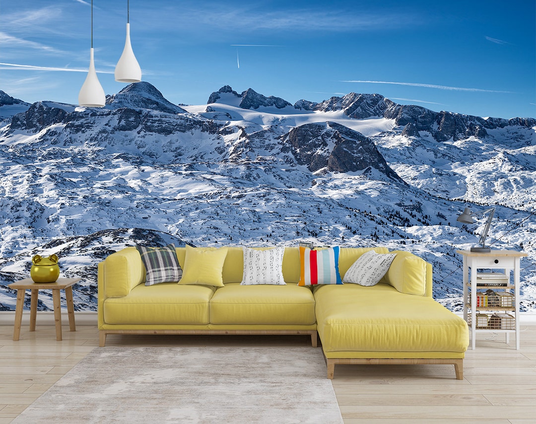 The Alps WALLPAPER MURAL, Winter Mountain Wall Mural, Large Wall Mural ...