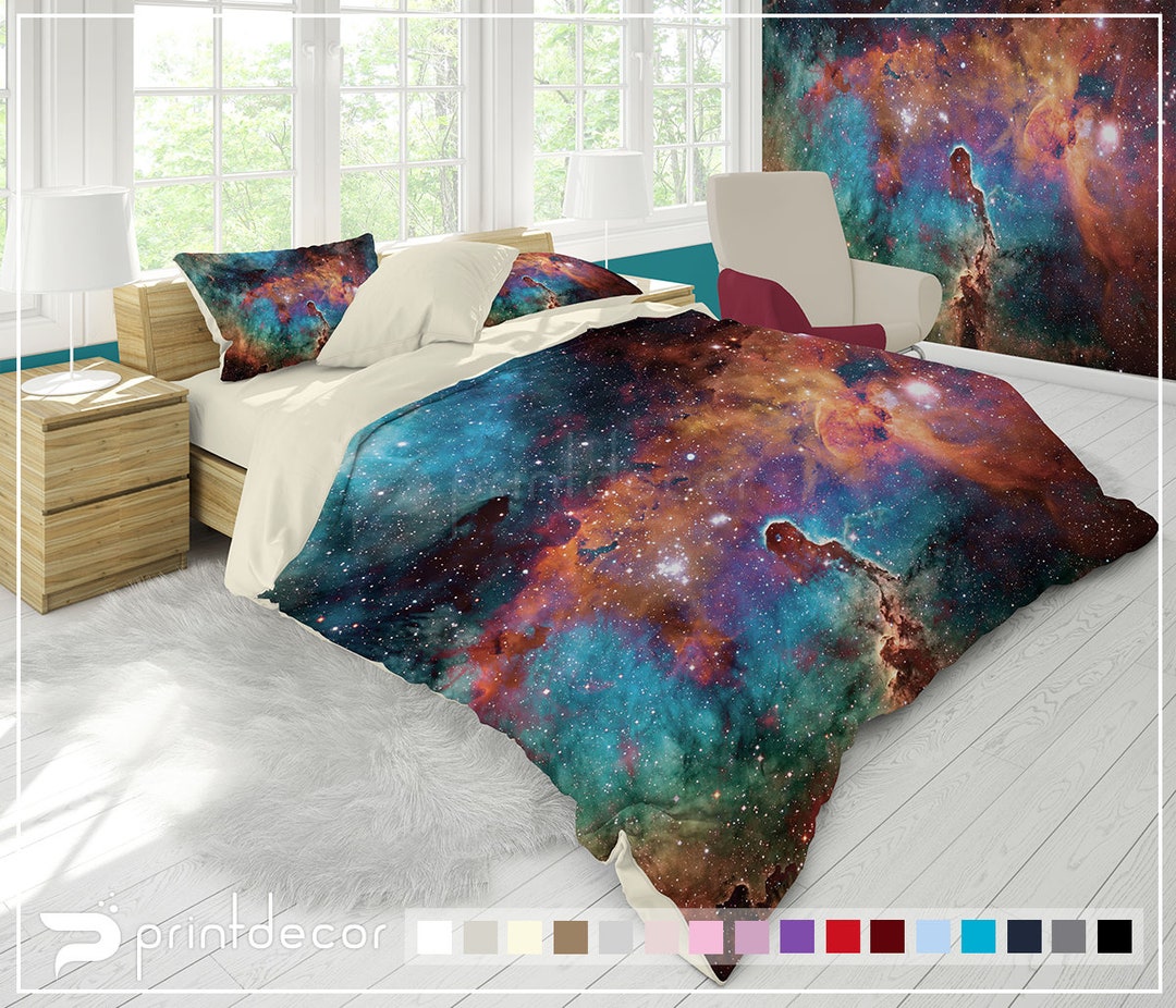 Colorful Nebula Bedding Set, Galaxy Duvet Cover Set, Deep Space Bedding ...