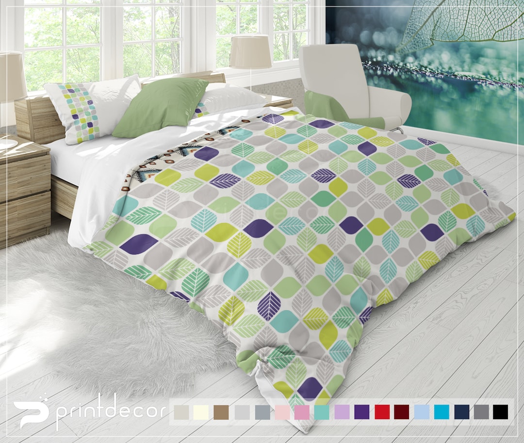 Retro Bedding Set, Retro Duvet Cover Set, Modern Geometry Bedding, Mid ...