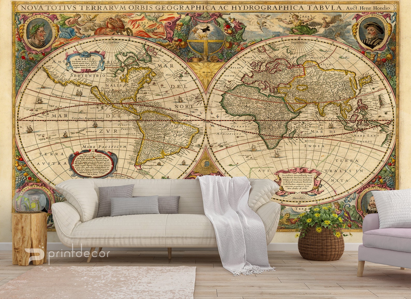 Beautiful Old World Map WALL MURAL Colorful Map Wallpaper - Etsy