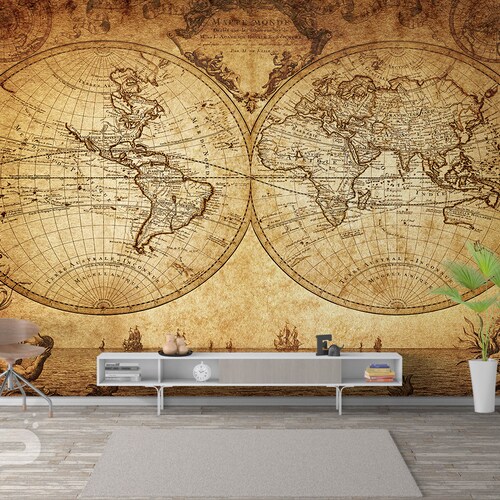 Beautiful Old Map WALL MURAL Vintage Map Wall Covering | Etsy