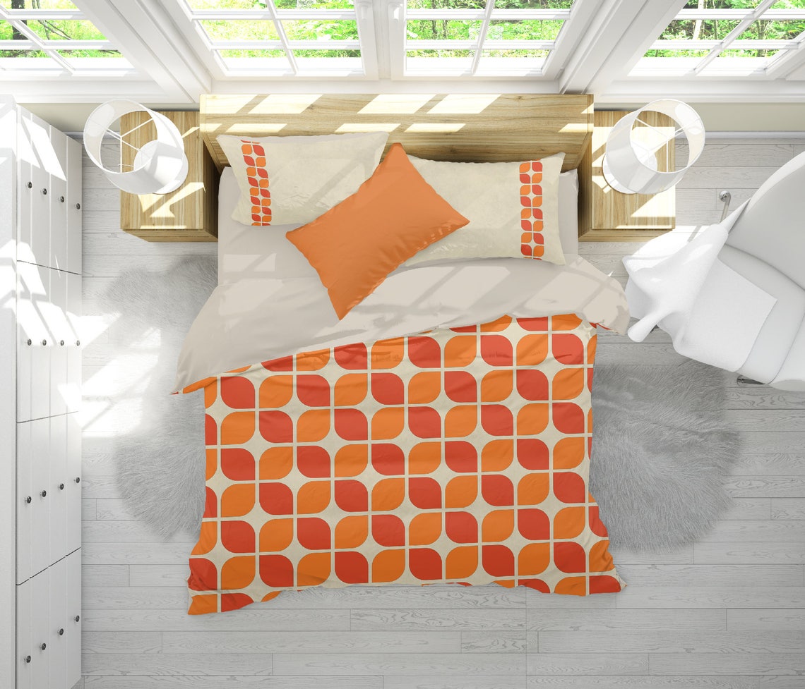 Retro Bedding Set Retro Duvet Cover Set Modern Geometry - Etsy