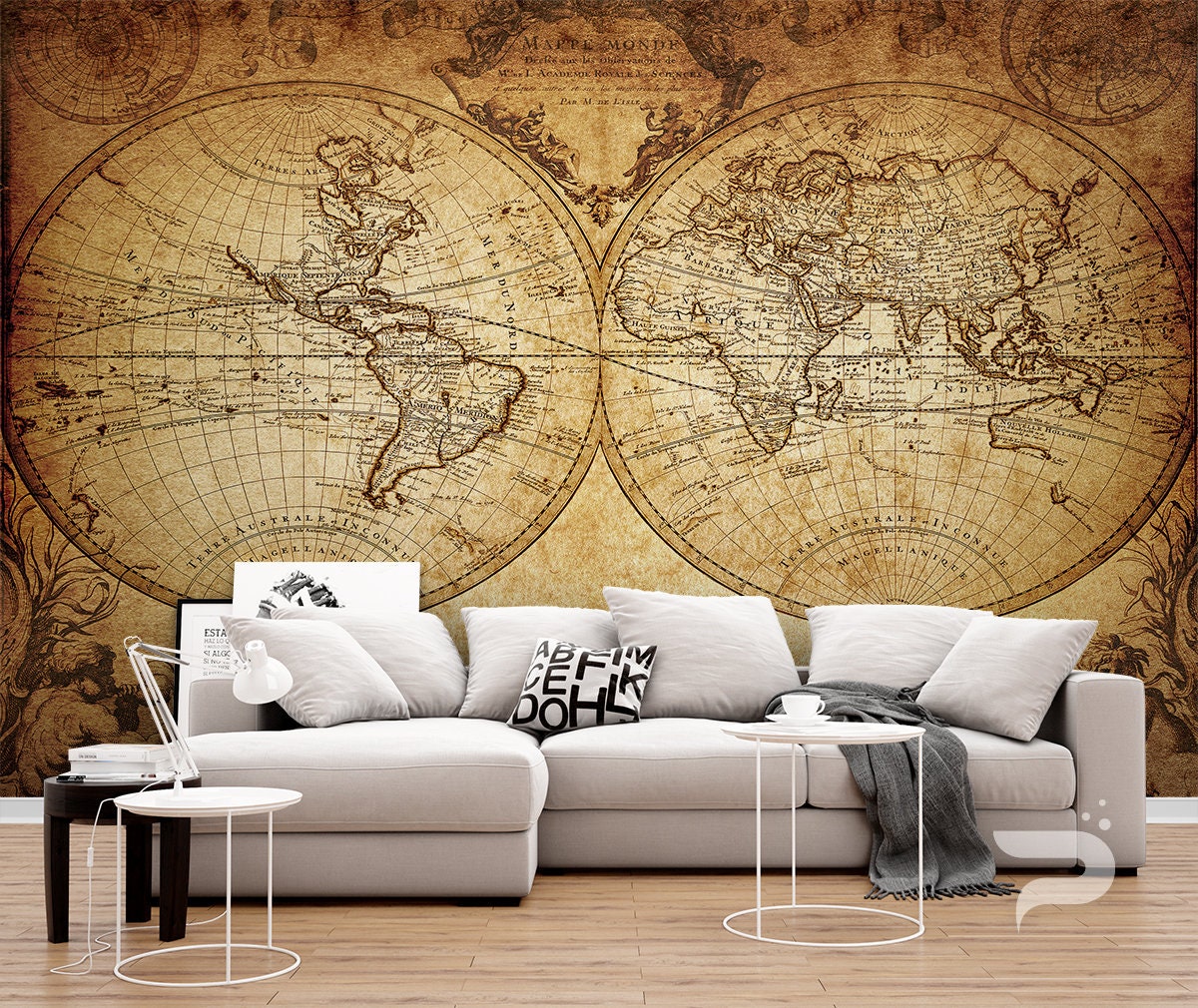 Beautiful Old Map WALL MURAL Vintage Map Wall Covering | Etsy