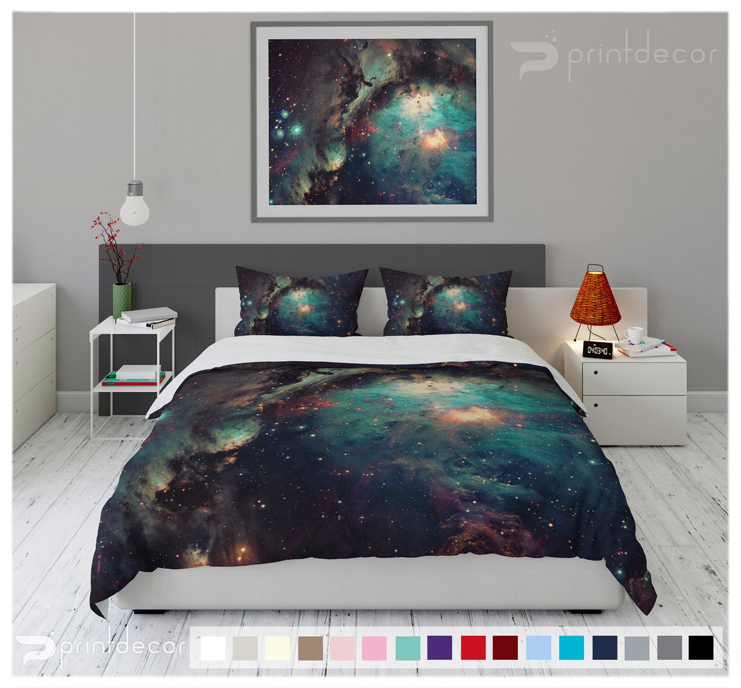 Deep Space Multicolored Nebula Cosmic Bedding Set, Galaxy Duvet Cover ...
